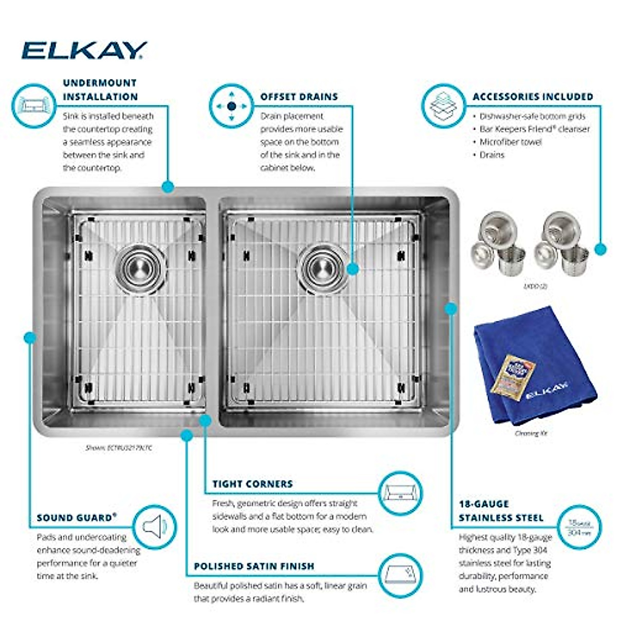 Elkay ECTRU32179LTC Crosstown Sink, 32", 0