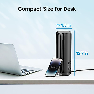 DR.PREPARE Tower Fan for Bedroom, 28 dB Quiet Bladeless Fan with Remote, 12H Timer, 3 Speeds, 60° Oscillating Fans for Indoors, 12 Inch Portable Desk Table Fan for Room, Home, Office