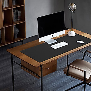 Large Leather Desk Pad -47.2'x17' Dual Sided Office Desk Mat Extra Big Mouse Keyboard Pad Waterproof Mousepad Desk Cover Writing Pad for Office and Home（Black+Dark Red）