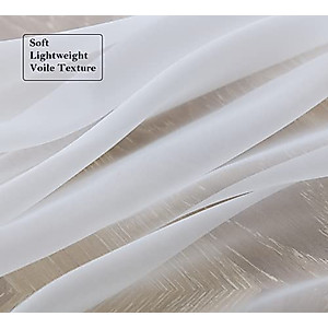 PI Sheer White Curtains 63 Inch Length Short Window Curtains Rod Pocket for Living Room/Bedroom 2 Panels (W52 X L63, Optical White)