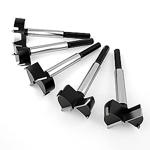 ASNOMY 6PCS Large Size Forstner Drill Bit, 1-3/8Inch to 2-3/4Inch Carbide Tipped Forstner Bit for Hard Wood, Wood Drilling Hole Saw Set Woodworking Hinge Cutter Tool Kits for Wood Plastic Plywood