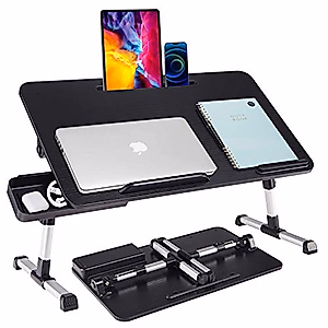 Lap Desk for Laptop,BUILDEC Adjustable Laptop Stand for Desk with Storage Drawer,Foldable Legs Standing Lap Table for Reading, Eating, Working, Writing, Gaming and Drawing in Bed Sofa Couch Floor…