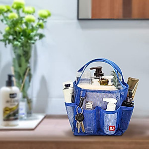Jovilife Hanging Mesh Shower Caddy tote portable,Toiletry tote college shower caddy tote, 8 Pouch 7 INCH, Shower Caddy Dorm tote, caddy mens,Travel Shower Caddy, toiletry oragnizer (Blue)