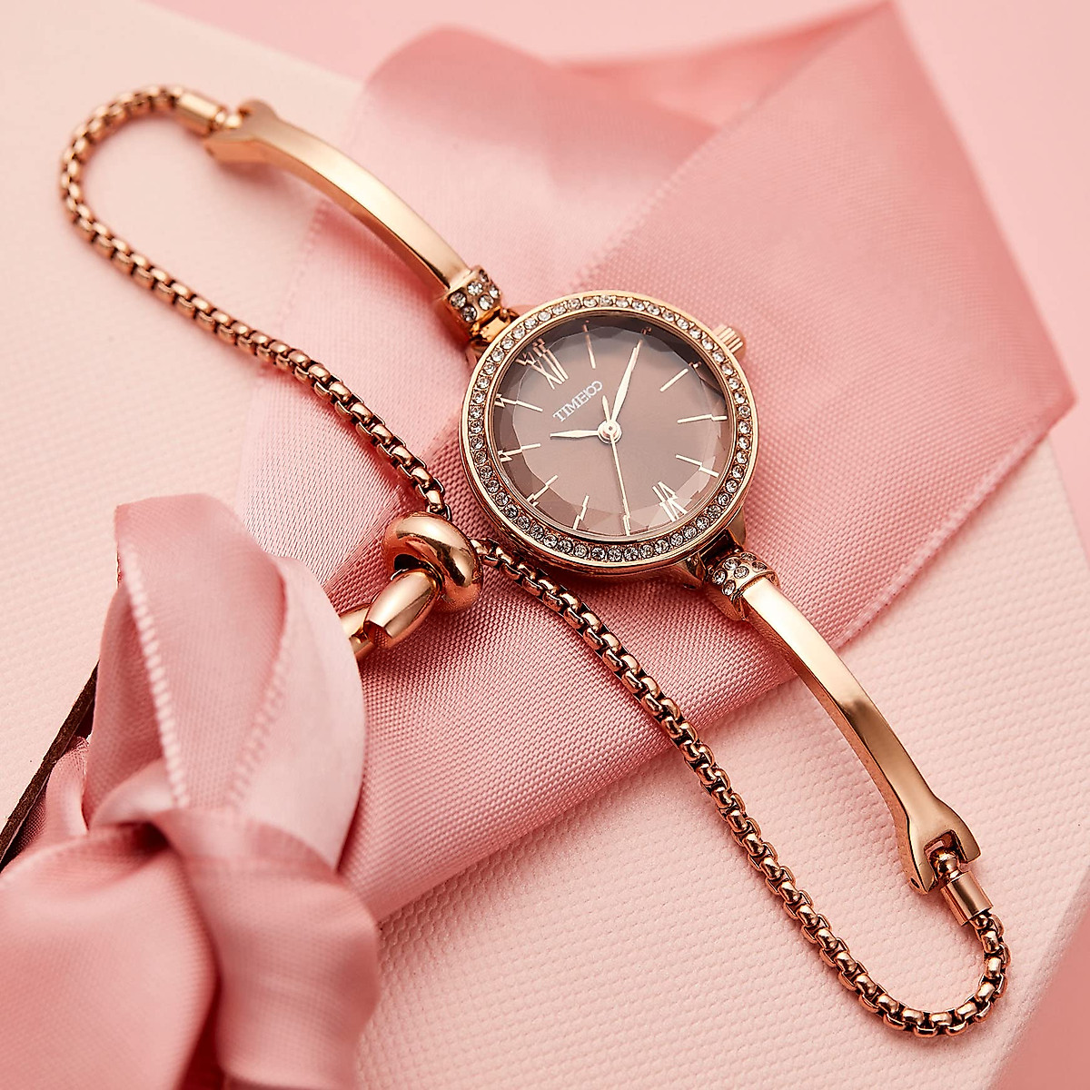 TIME100 Women's Watches Analog Quartz Japanese Movement Watch Bracelet Dress Watch for Female Waterproof Wristwatch Coffee Gold