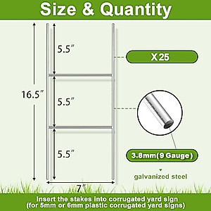 Gtongoko 25 Pack H Frame Yard Sign Stakes Metal, 16.5" x 7" Heavy Duty 9 Gauge Yard Sign Stands for Advertising Board, Sign Holder Custom Garage Sale Sign