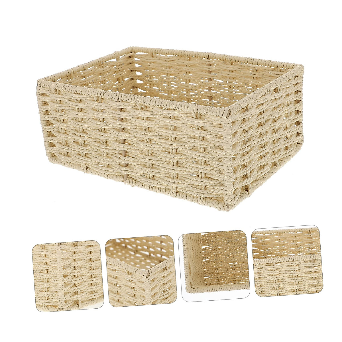 Ciieeo 2pcs Storage Box Toy Storage Basket Square Baskets for Storage Woven Laundry Basket Square Laundry Basket Clothes Bins Storage for Closet Toilet Key Small Basket Wicker Paper Rope
