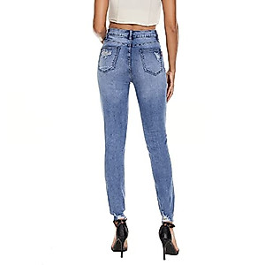 VIPONES Women Classic High Waisted Skinny Stretch Distressed Butt Lifting Jeans Slim Fit Denim Pants (149,12)