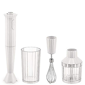Alessi Plissé MDL10SW/US - Hand Blender with Measuring Jug, Whisk and Chopper in Thermoplastic Resin, US Plug ‍200W, White