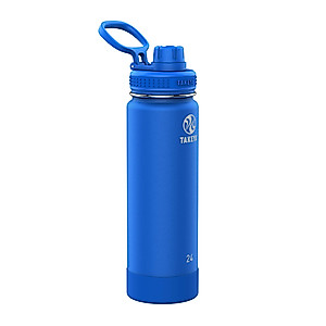 Takeya Actives Insulated Stainless Steel Water Bottles with Spout Lid, 24 Ounce, Midnight Blue and Cobalt