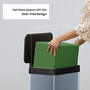 Home Zone Living 18.5 Gallon Large Capacity Kitchen Trash Can, Tall Stainless Steel Liner-Free Body, 70 Liter Capacity, Matte Black, Virtuoso Series