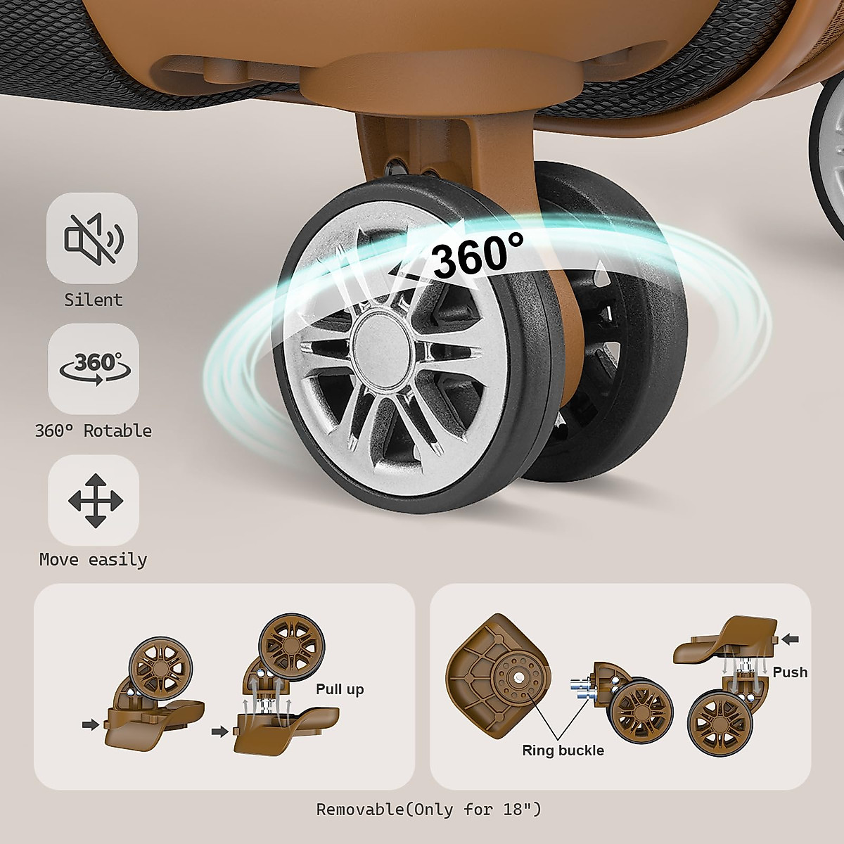 Melalenia Luggage Sets 7 Piece Suitcase Set, Hard Shell Carry on Luggage Travel Suitcases with Spinner Wheels and TSA Lock, Lightweight Luggage Set for Women, Black Brown