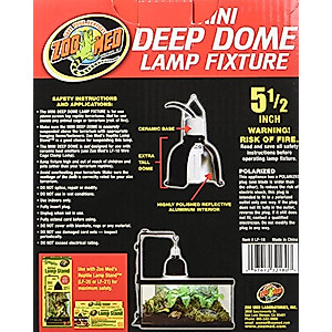 Zoo Med Mini Deep Dome Lamp Fixture with 5.5-Inch Dome, Black