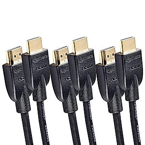 Amazon Basics High-Speed 4K Ultra HD 3-Pack HDMI 2.0 Cable/Cord, 6 feet, 18 Gbps, 60 Hz, 2160p, 48 bit, Male-to-Male, Ethernet Ready, 3D, Black