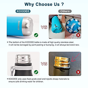 koodee 17 oz Stainless Steel Water Bottle-Double Wall Vacuum Insulated Sports Water Bottle for Girls，Cola Shape Leak Proof Sports Flask (Canyon Red)