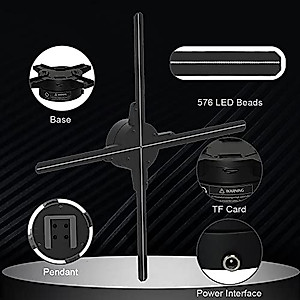 WISVANAI 3D Hologram Advertising Display Fan 20.5inch, WiFi, Bluetooth Speaker Added Hologram Fan with High Resolution 576 LED Beads