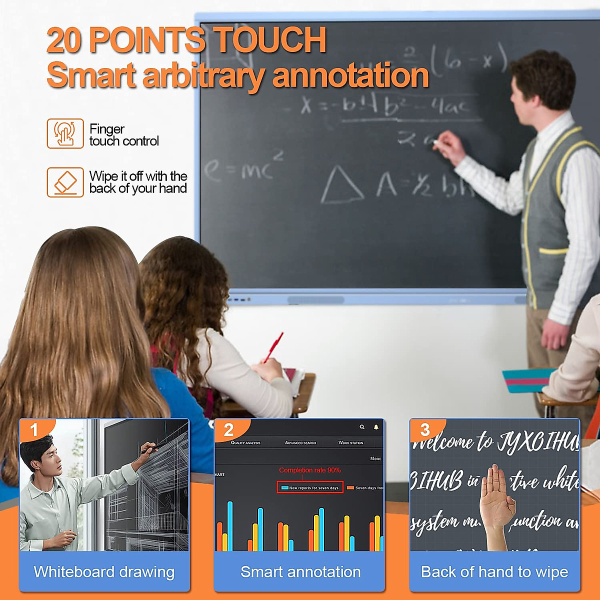 Smart Board Collaboration Hub, JYXOIHUB 55 Inch 4K UHD Digital Electronic Whiteboard Built in Dual OS for Classroom and Business, Touch Screen Interactive Smart Whiteboard (Board Only)