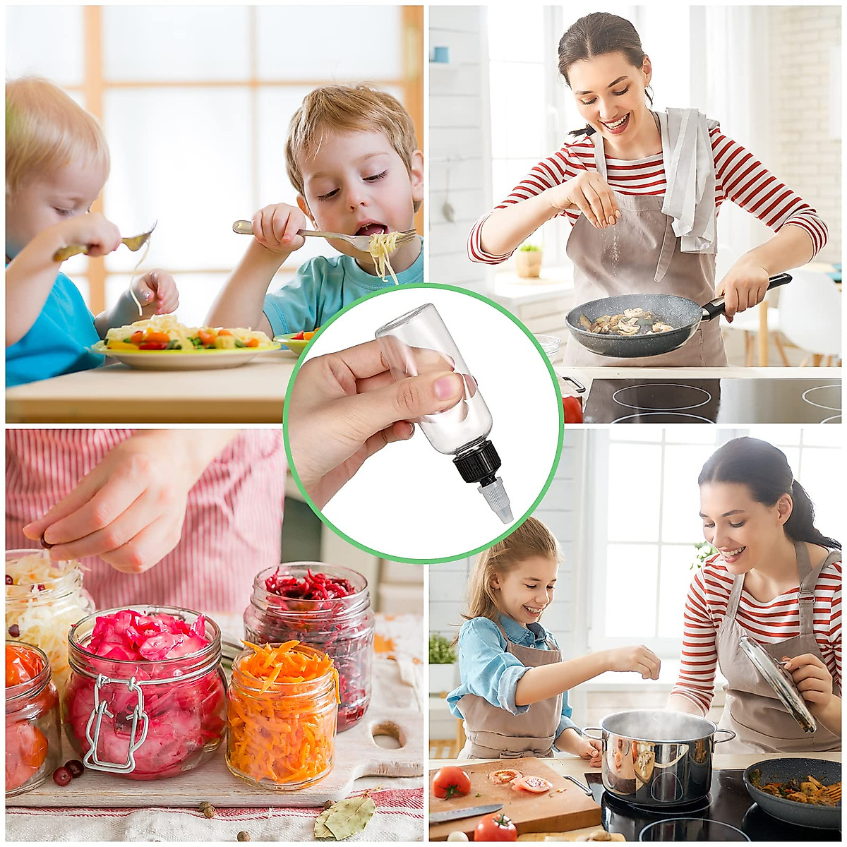 48 Pack Round Bottles with Twist Caps Small Oil Sauce Ketchup Bottle 2 oz Squeeze Bottle Clear Paint Dropper Bottle Plastic Bottles with Squeeze Top Condiment Squeeze Bottles Mini Dispensing Bottles