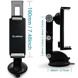 Esoulk Car Tablet Mount Holder, Windshield / Dashboard Universal Car Tablet Mobile Phone / Device cradle for iOS / Android Tablet, iPad, Smartphone and more