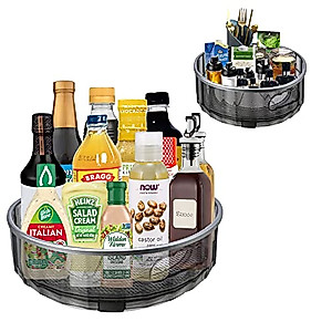UNIFULL 2 Pack Clear Lazy Susan Turntable Organizer (11.7 Inch & 9"), Plastic Rotating Tray Home Edit Lazy Susan Spice Rack Cabinet Organizer for Pantry Countertop Kitchen Fridge Bathroom