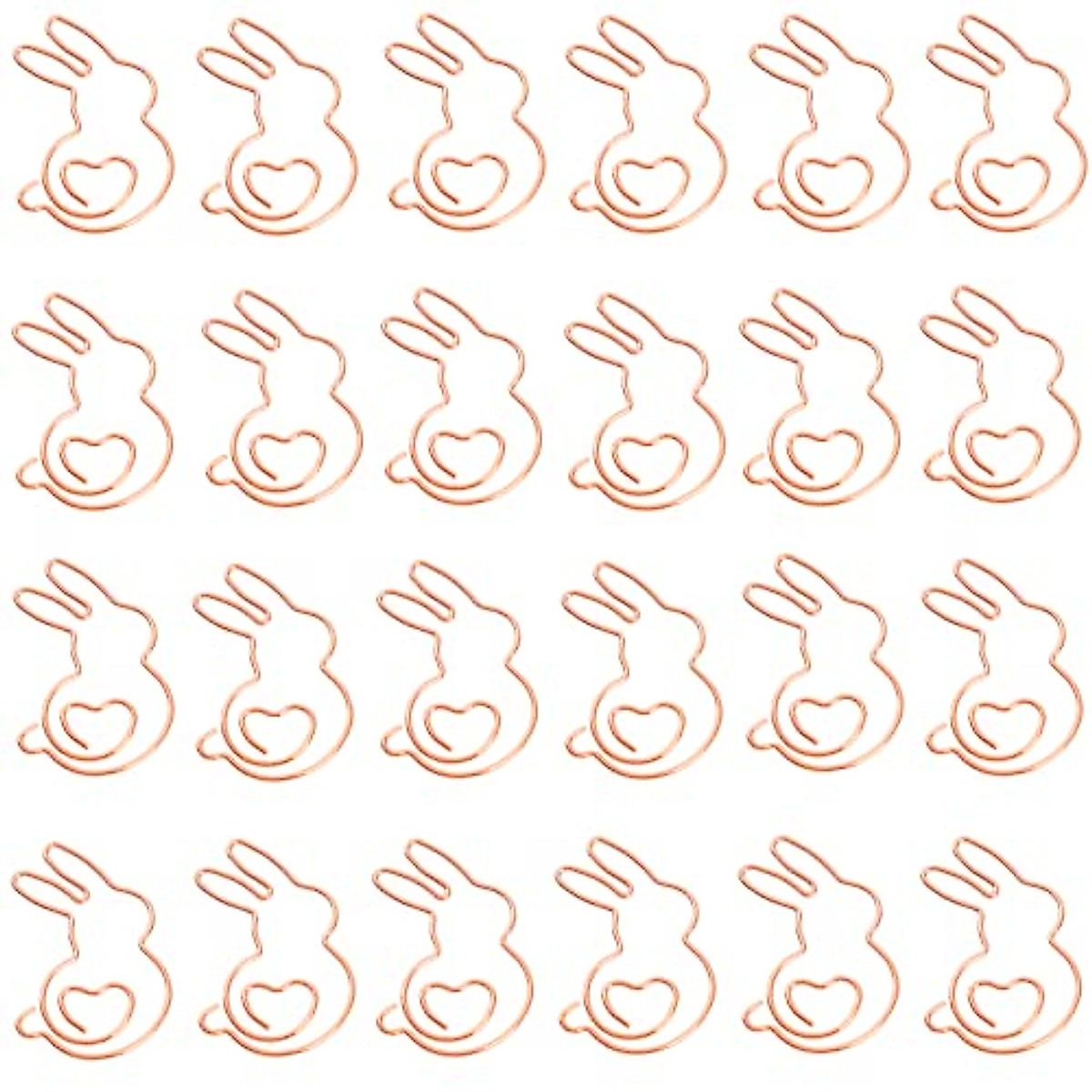 IUAQDP 50 Pieces Rabbit Shape Paper Clip, Cute Metal Bunny Shape Bookmark Clamp, Decorative Animal Shape Page Marker for Document Invitation Card Planner Organization School Office Party, Rose Gold