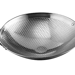 ＫＬＫＣＭＳ Frying Pan, Stainless Steel Wok, Round Bottom Wok, Chinese Wok, Double Ear Wok Pot, Nonstick Skillet Pot, Deep Frying Pan, 8inch