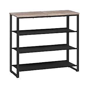 HOOBRO Shoe Rack, 4 Tier Shoe Storage Organizer with 3 Oxford Fabric Shelves and Top Panel, Holds 12-16 Pairs of Shoes for Entryway and Closet, Industrial, Greige BG47XJ01G1