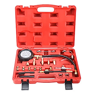 KUNTEC 0-140PS Fuel Injection Pressure Tester Gauge Kit Gasoline Gas Fuel Oil Injector Test Set for Auto Truck SUV Motorcycle