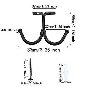 ITROLLE 8PCS Double Prong Ceiling Hook with Screws, Under Shelf Coat Hooks Bathroom Towel Bedroom Robe Hook for Closet Top Bathroom Kitchen Cabinet Garage Baseball Cap, Coat, Clothes and Jewelry