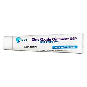Globe Zinc Oxide Ointment 20%| 2 Ounce Tube (3 Pack) (Total 6 oz) | Advanced Skin Protection | for Diaper Rash, Relief from Poison Ivy, Sumac & Oak, Protects from Wetness, Protects Chafed Skin