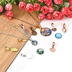 OBSEDE 120Pcs Glue on Bails for Pendants Jewelry Making Necklace Earring Bail Scrabble Making Supplies Glass Cabochon Tiles Pendant