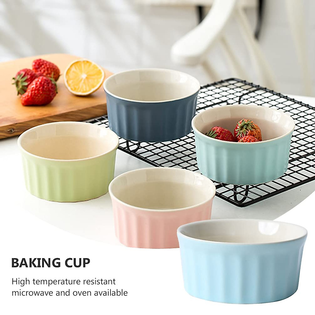 Hemoton Ceramic Baking Tool 2pcs Souffle Baking Bowl Baking Cup Baking Tool Ceramic Dessert Bowl Ceramic Baking Bowl Storage Bowl Pudding Cup Caramel Ceramics Ceramic Baking Cup