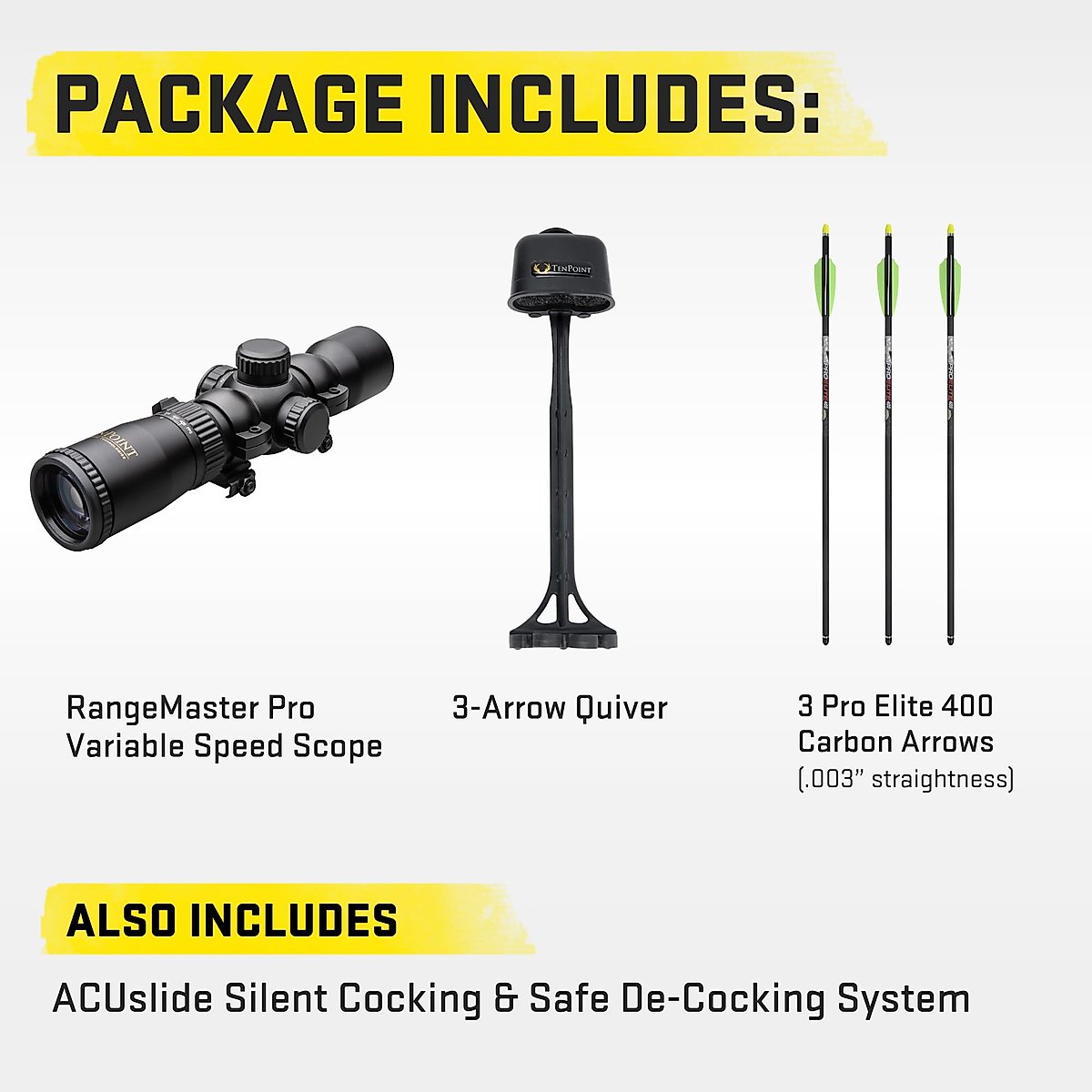 TenPoint Turbo S1 Crossbow, Vektra - 390 FPS - Equipped with RangeMaster Pro Variable Speed Scope + ACUslide Cocking & De-Cocking System - ​​​​Lowest-Priced ACUslide Safe De-Cocking Crossbow