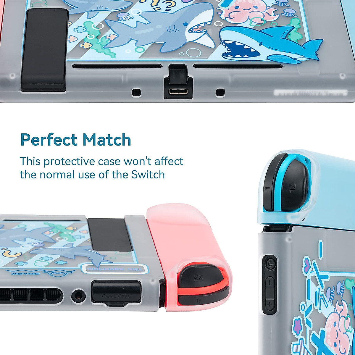 GeekShare Matte Protective Case Slim Cover Case Compatible with Nintendo Switch Only - Shock-Absorption and Anti-Scratch - Shark Party