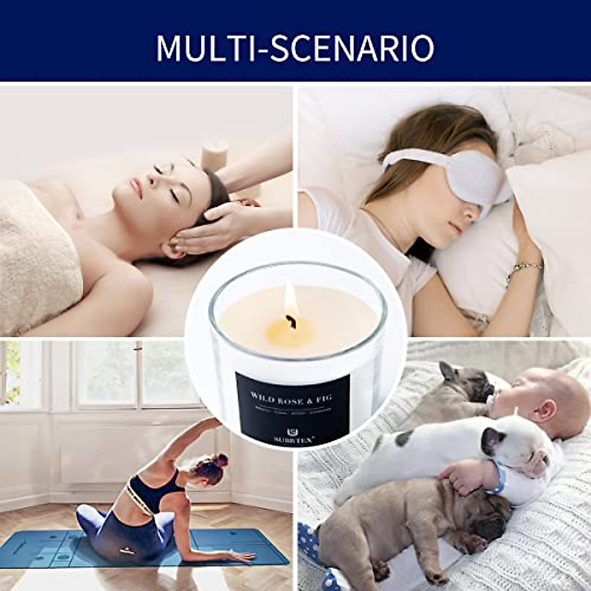 subrtex Wild Rose & FIG Scented Candles for Women, 7oz Small Jar Single Wick Candle, 40 Hours of Burn Time, Highly Scented Aromatherapy Candle Valentine's Day Gift for Bathing Massage