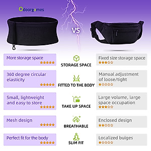 Odoorgames Slim Running Belt | Travel Money Belt | Running Waist Pack | Slim Fanny Pack for Running | Hidden Pockets for Travel (Beige, Large)