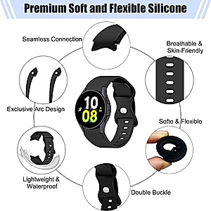 EZMVZKU No Gap Watchband for Samsung Galaxy Watch 7/6/5/4/FE 40mm 44mm, Sport Silicone Strap for Samsung Galaxy Watch 6 Classic 5 Pro 4 Classic 42mm 43mm 45mm 46mm 47mm Bands