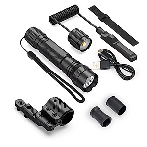 Feyachi FL14-MB Tactical Flashlight 1200 Lumen Matte Black LED Weapon Light with mLok Flashlight Mount and Pressure Switch Included