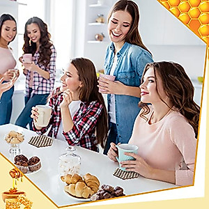 8 Pcs Honeycomb Wood Coaster Set Hollow Hex Honey Comb Wooden Coaster Hexagon Honeycomb Coasters Honeycomb Wooden Cup Cushion Mug Mats for Housewarming Gift Coffee DIY Bar Home Decor