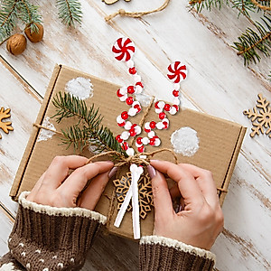 Sggvecsy 36 Pcs Christmas Curly Pick Red White Christmas Picks Christmas Tree Pick Candy Cane Christmas Decorations Christmas Tree Candy Shape Ornaments for Home Vase Wreath DIY Craft Xmas Tree Topper