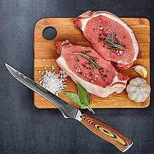 XT XITUO 6- inch Boning Knife with Fillet-Flexible Curved-Blade, Japanese VG10 Damascus Steel Perfect Fish Fillet knife, Razor Sharp Edge, Corrosion Resistant