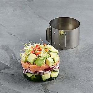 HIC Kitchen Adjustable Food Ring, Round, 18/8 Stainless Steel, Adjusts to 4 Different Sizes