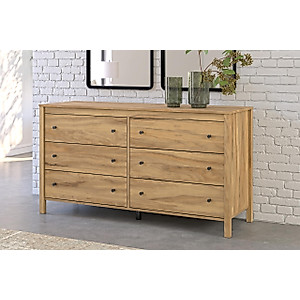 Signature Design by Ashley Hallityn Coastal 6-Drawer Dresser with Safety Stop and Scalloped Design, White