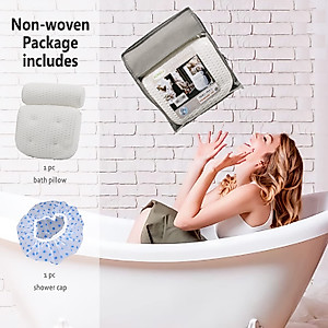 AEROiVi Bathtub Pillow Headrest Bath Pillows for Tub Neck and Back Support with Non Slip Suction Cups Spa Bath Cushion Relaxing Bathroom Accessories
