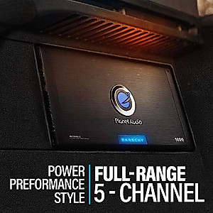 Planet Audio AC1800.5 5 Channel Car Amplifier - 1800 Watts, Full Range, Class A/B, 2-4 Ohm Stable, Mosfet Power Supply, Bridgeable