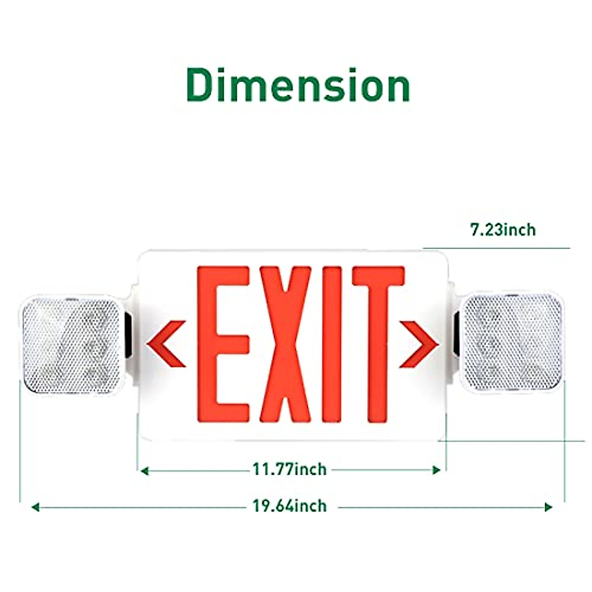 OSTEK Red LED Exit Sign with Emergency Light, Two LED Adjustable Head Emergency Exit Lights with 90 Minutes Battery Backup, Dual LED Lamp ABS Fire Resistance UL-Listed