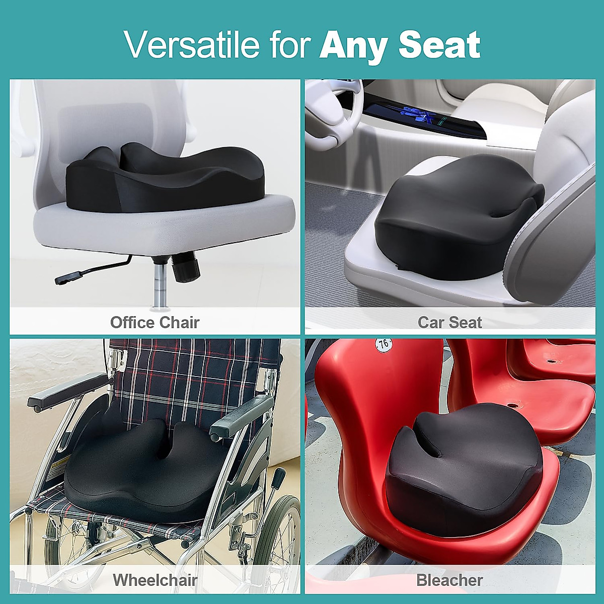 Foamula Seat Cushion for Office Chair, Memory Foam Sciatica Pain Relief Pillow, Seat Cushion for Hip, Tailbone, Coccyx Pain, Desk Chair Cushion for Office, Home Chair, Gaming Chair, Car, Wheelchair