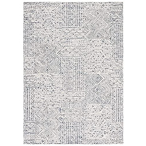 Safavieh Abstract Collection Area Rug - 8' x 10', Grey & Ivory, Handmade Wool, Ideal for High Traffic Areas in Living Room, Bedroom (ABT225F)