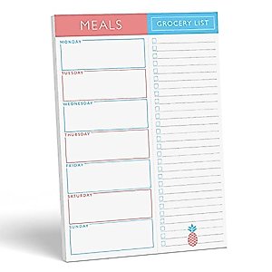 Sweetzer & Orange Meal Planner Magnetic Pad | 7x10 inch Notepad for Organized Weekly & Daily Planning | Tear-Off Grocery List Checklist for Convenient Shopping | Notepads for Refrigerator Door