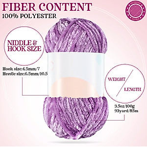 Xinnun 12 Skeins 1116 Yards Chenille Velvet Soft Thick Plush Yarn Bulk for Crocheting Knitting Baby Blanket DIY Weaving Craft, 6mm, 3.5 Oz/Skein(Cute Color)
