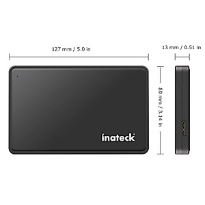 Inateck 2.5 Hard Drive Enclosure, USB 3.0 External Hard Drive Case, Support UASP, Up to 5Gbps,FE2004